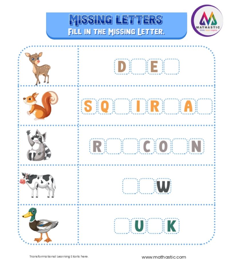 Animal Sheet 7 Mathastic