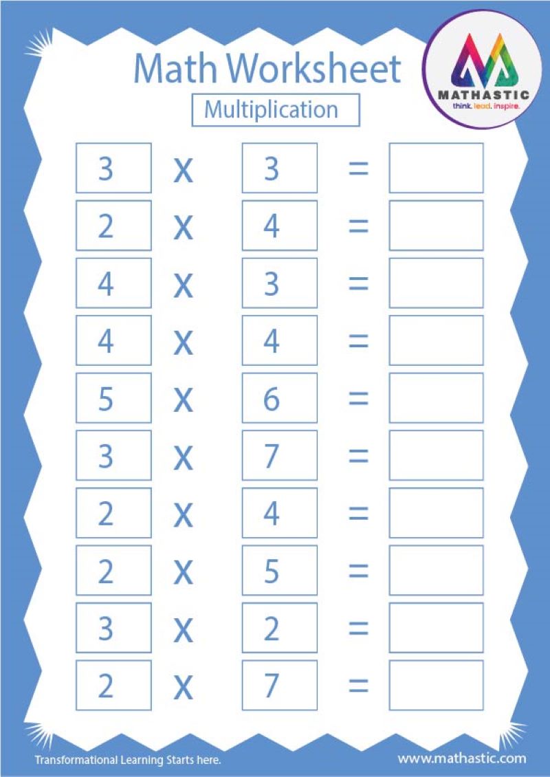 Table Sheet 8 Mathastic