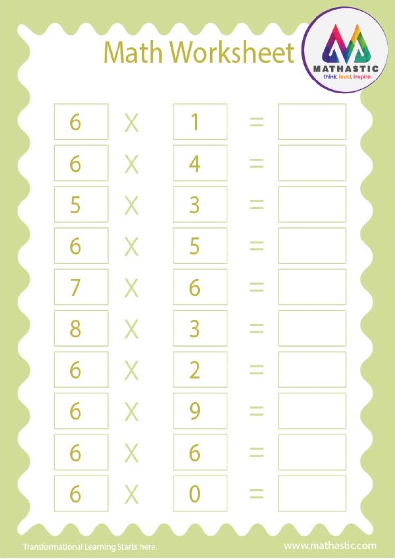 Table Sheet 10 Mathastic